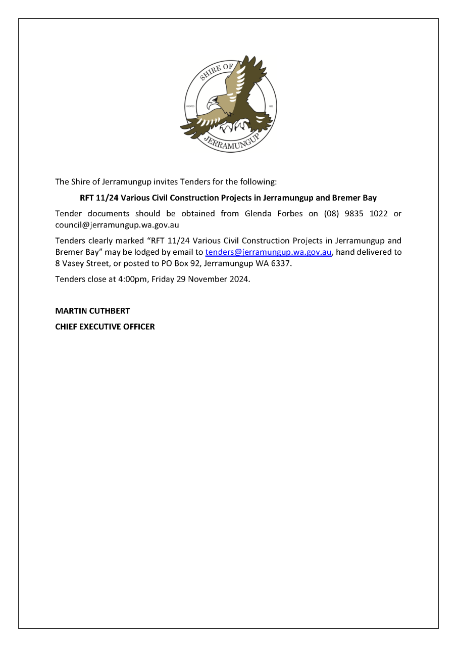Tenders » Shire of Jerramungup