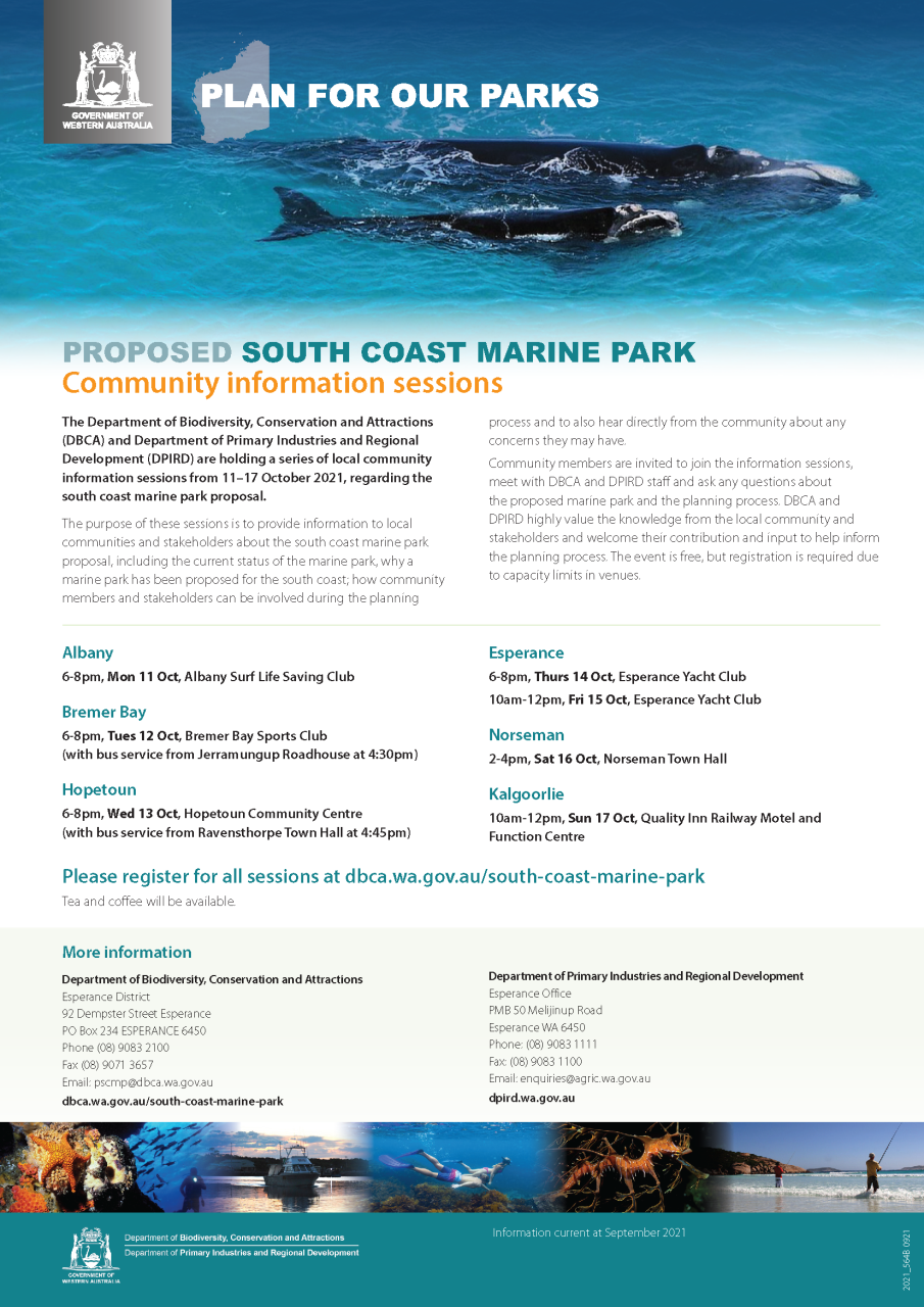 Proposed South Coast Marine Park Community Information Sessions » Shire ...
